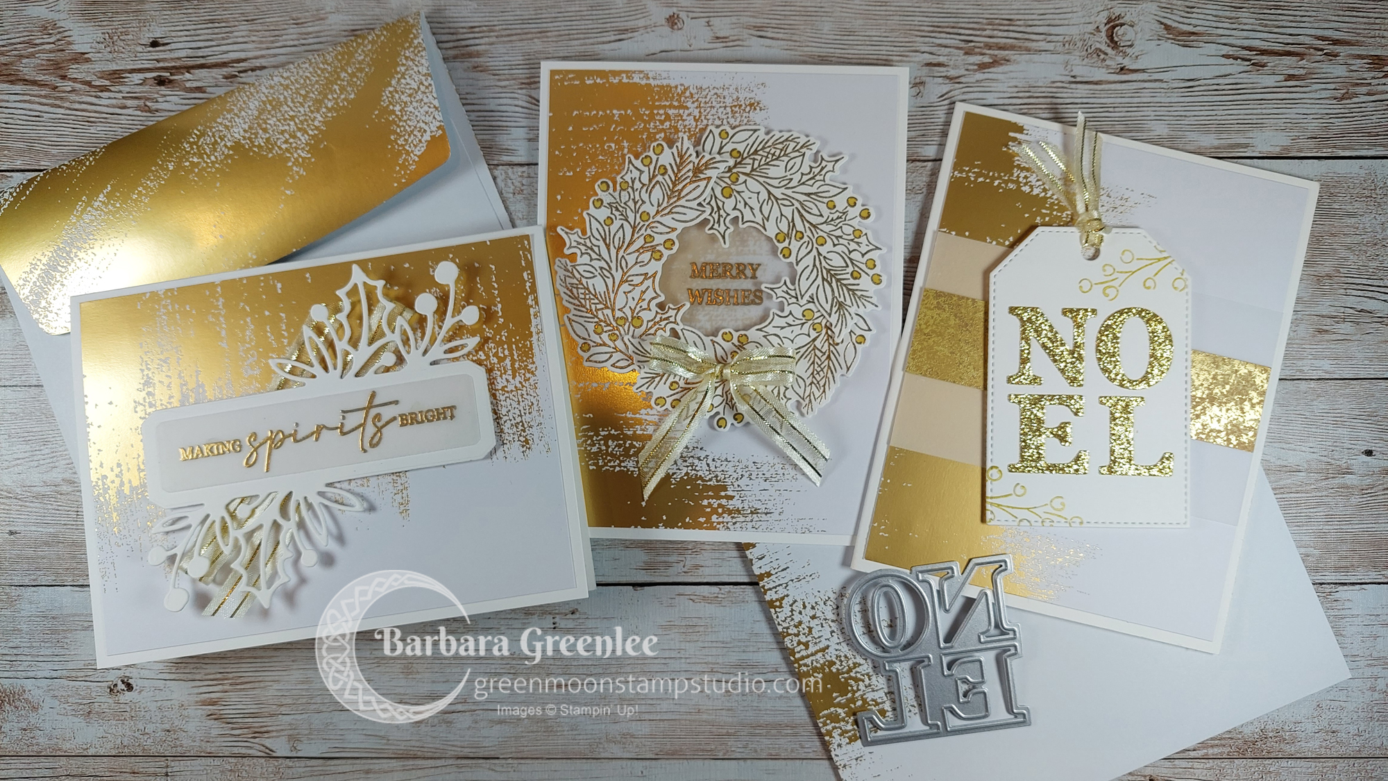 Brushed Gold Cards & Envelopes - Green Moon Stamp Studio