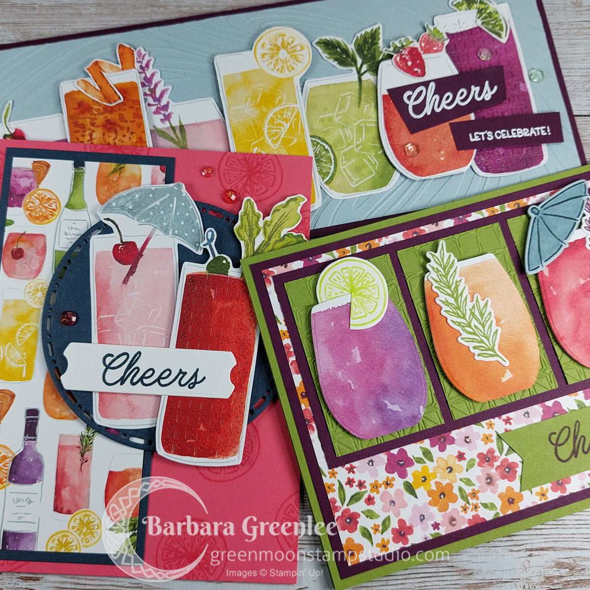 Celebratory Sips Cards - Green Moon Stamp Studio